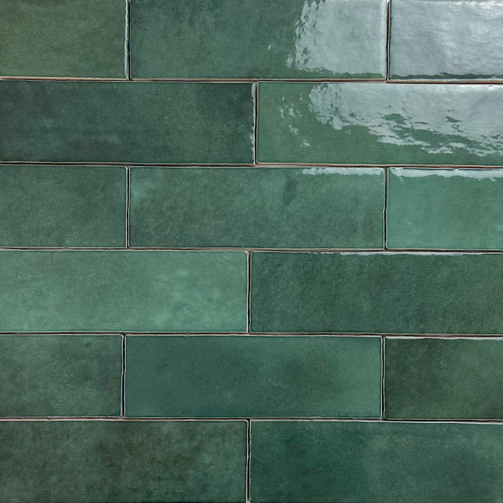 Equipe wandtegel Artisan moss green 6,5x20 random - donker groen glans ...