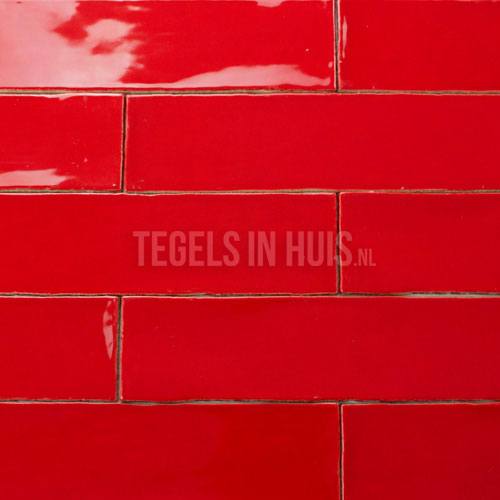 EQ Langwerpige witjes 7,5x30 cm handvorm wandtegel glans rood rosso ...