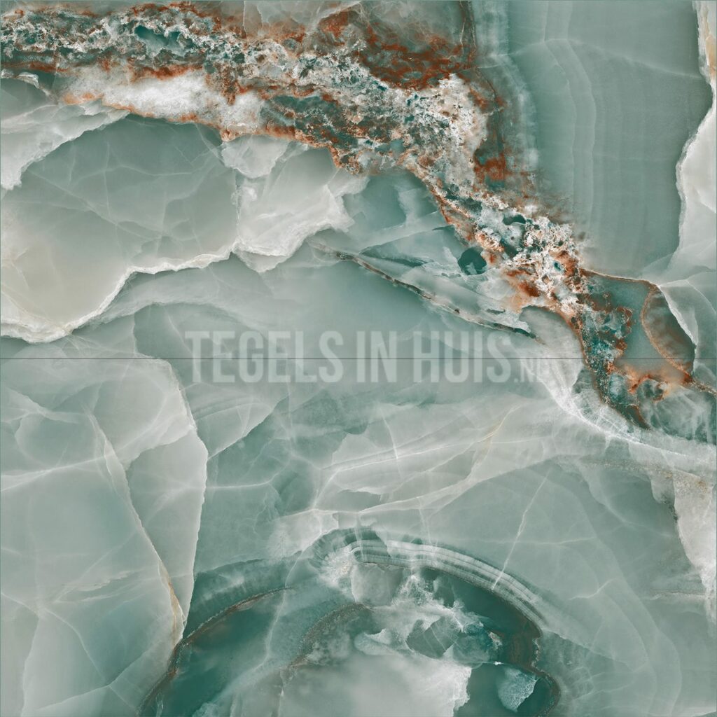 Vloertegel / wandtegel Onix marmer turquoise gepolijst 60x120 ...