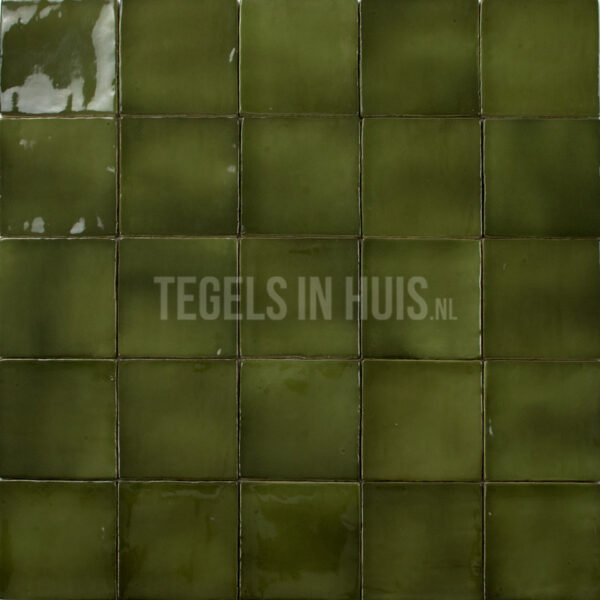 Equipe wandtegel Manacor 10x10 basil groen glans - handvorm - zellige ...