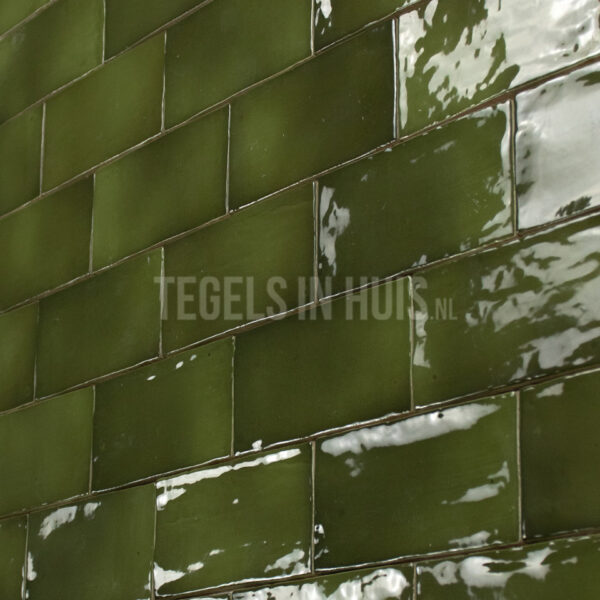 Equipe wandtegel Manacor 7.5x15 basil groen glans - handvorm - zellige ...