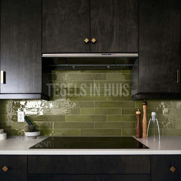 Equipe wandtegel Manacor 6,5x40 basil groen glans - handvorm - zellige ...