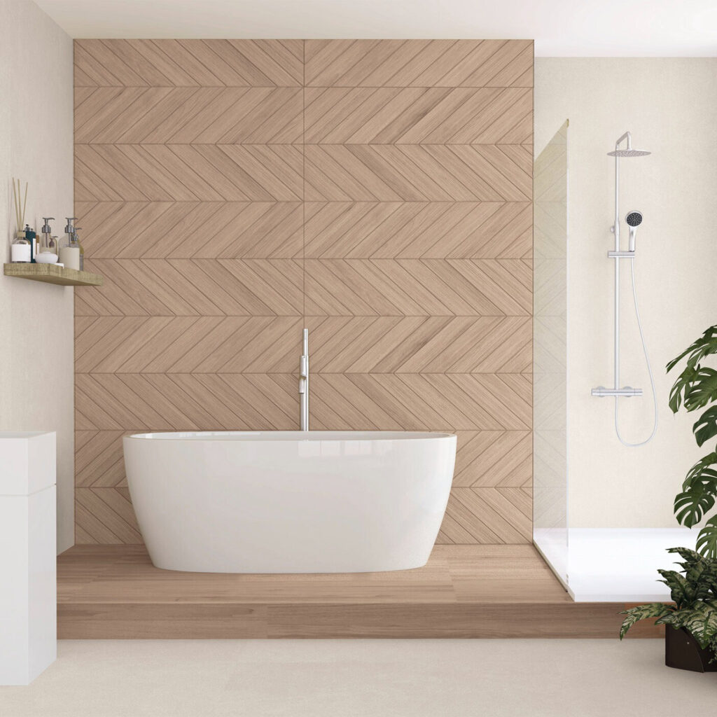 Wandtegel houtlook Kumi chevron elm 60x120 gerectificeerd | Tegels in ...